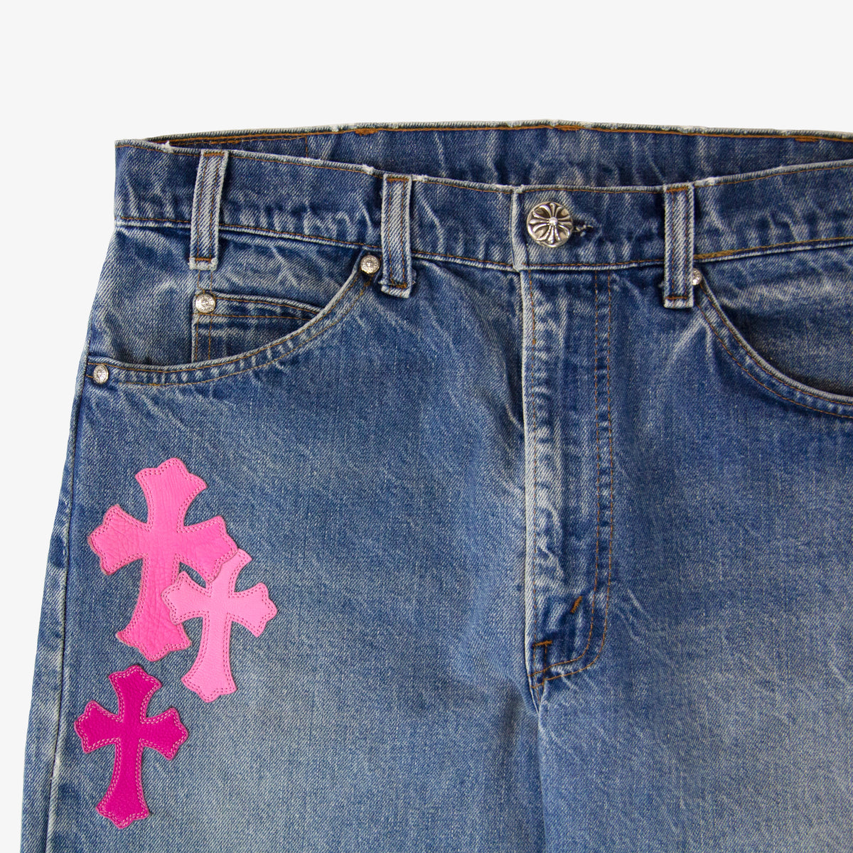 CHROME HEARTS PINK TRICOLOR PATCH DENIM – OBTAIND